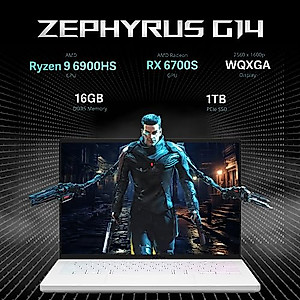 ASUS 2022 ROG Zephyrus 14" WQXGA 120Hz Gaming Laptop, AMD Ryzen-9 6900HS, 16GB DDR5 RAM, 1TB PCIe SSD, RGB Backlit Keyboard, AMD Radeon RX 6700S, Win 11, White, 32GB SnowBell USB Card