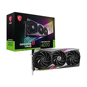 MSI Gaming GeForce RTX 4070 12GB GDRR6X Extreme Clock: 2625 MHz 192-Bit HDMI/DP Nvlink TORX Fan 4.0 Ada Lovelace Architecture Graphics Card (RTX 4070 GAMING X TRIO 12G)