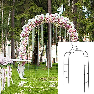 Peach Tree Outdoor Garden Arch Gothic 8' 4" H x 4' 7" W Arbor Iron Black Trellis Metal Weather Resistant Wall Art Climbing Plant Growing Lawn Backyard