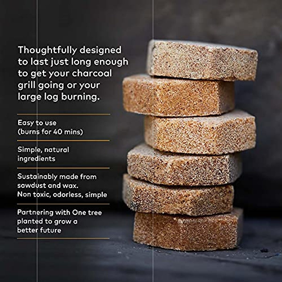 Prime 6 Fire Starters for Campfires, BBQ & Grill — The Charcoal Starter Recycled from Nature with no Binders, Additives, or Chemicals