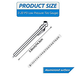2 Pieces 0-20 PSI Low Pressure Tire Gauges Pencil Tire Gauges Low Pressure Pencil Tire Gauges for Reverse Osmosis Tank, Garden Tractors, Golf Carts, ATV, Sports Equipment
