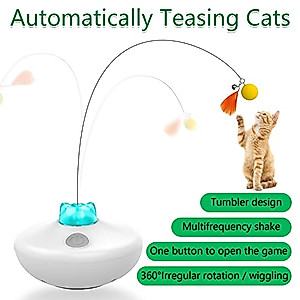 Saolife Interactive Cat Butterfly Toys, Exercise Flutter Rotating Kitten Toys, Feather Electric Cat Toy for Indoor Cats/Kitten, Cats Teaser Wand Automatic, Extra Long Feather Wand