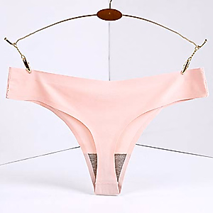 Closecret Lingerie Women 6 Pack Seamless Thongs Underwear Ice Silk Comfy G-string Panties (Small, 6 Colors)