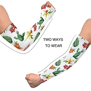 Cactus Flowers Arm Sleeves to Cover arms for women men Anti-Slip UV SUN Protection Clothing for Adult Men Women Bike Hiking Golf Cycle