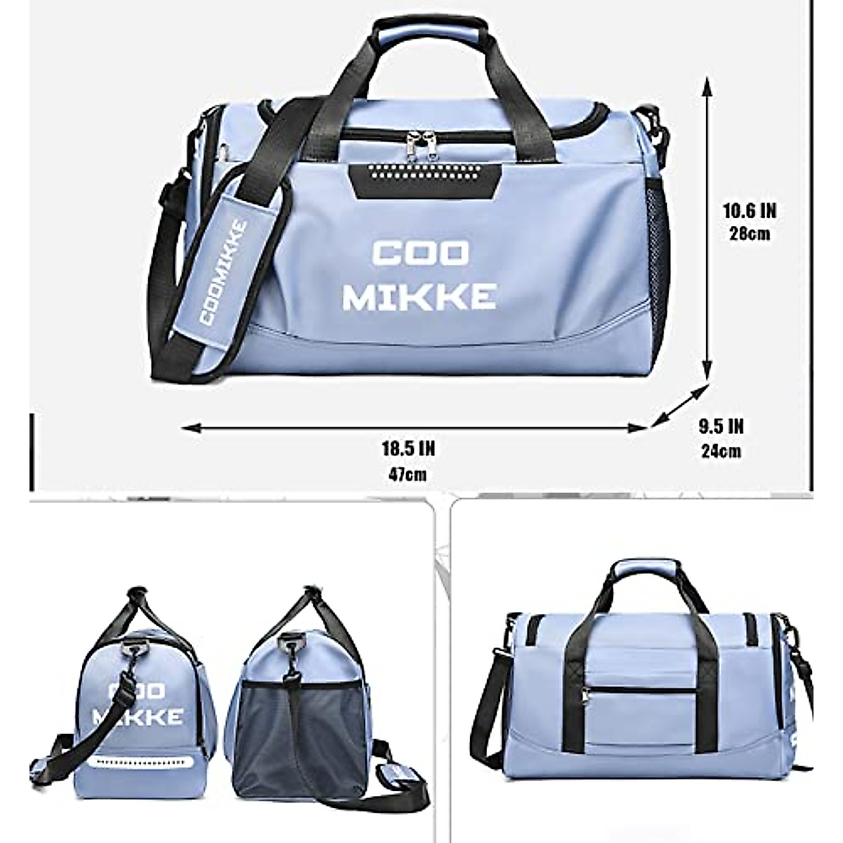 Gym Duffle Bag Waterproof Sports Duffel Shoulder Travel Weekender Bag for Men Women Overnight Bag with Shoes Compartment & Wet Pocket (Green)