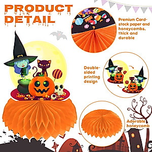12 Pack Halloween Honeycomb Centerpieces Table Decorations,Pumpkin Ghost Witch Cat Tombstone and More Halloween Elements for Halloween Party Favors Supplies,Cute Party Home Room Table Desk Decor