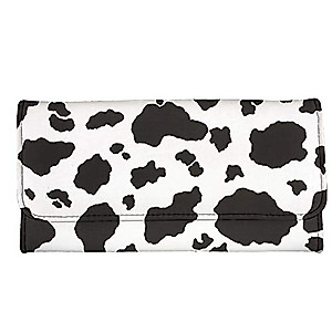 Binienty Cow Print Custom Blocking Wallets for Women Girls, Trifold Leather Purses, Luxury Clutch Wallet