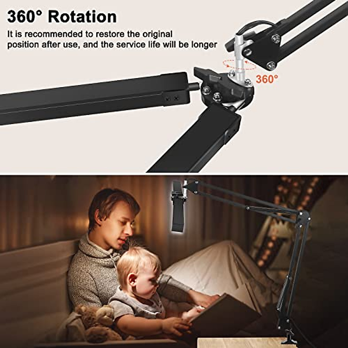 EOOKU LED Desk Lamp, Extended Swing Arm Desk Lamps for Home Office, 24W Architect LED Table Lamp, 14.2'' Adjustable Gooseneck Arms, Eye-Caring Black Desk Lamp