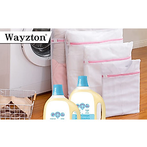 Mesh Laundry Bags,Wayzton Delicates Laundry Bags for Lingerie and Underwear with Durable Zipper, Mesh Wash Bags for Clothing Washing, Travel Storage Bags 4 PCS