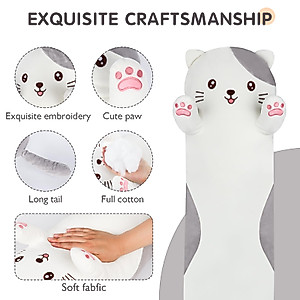 28inch Cat Plush Body Kitty Pillow, Soft Giant Doll Cute Kitten Squishy Cats Stuffed Animal Toy Gifts for Kids, Halloween, Christmas, Thanksgiving, Birthdays