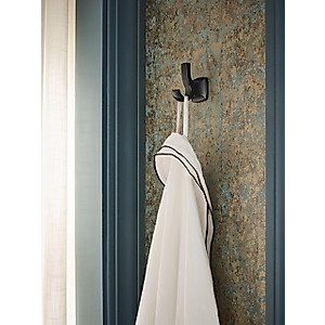 Moen Voss Matte Black Double Robe Hook, YB5103BL