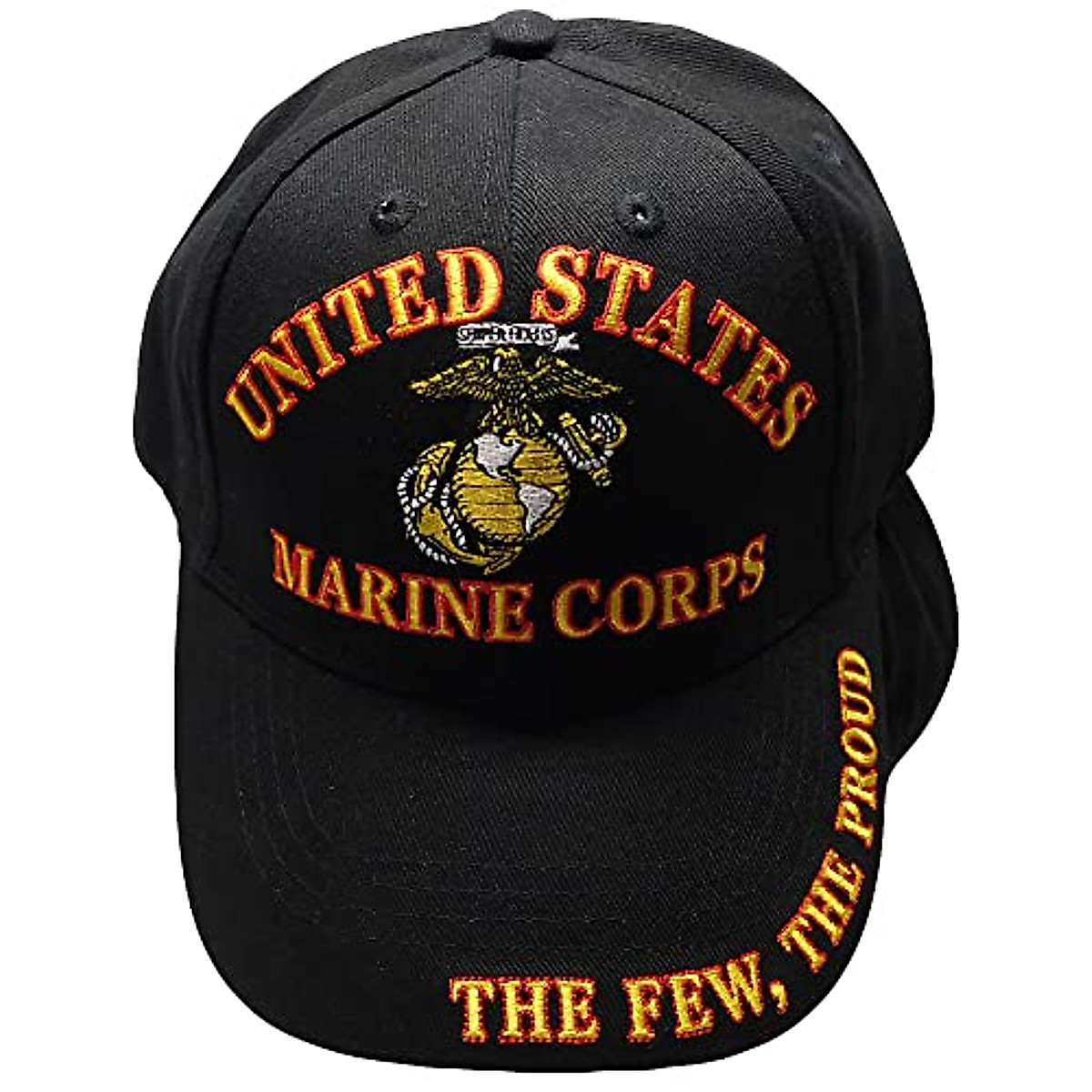 United States Marine Corps EGA The Few, The Proud Black Cotton Adjustable Embroidered Baseball Cap Hat - Officially Licensed