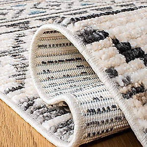 SAFAVIEH Sedona Collection 8' x 10' Ivory/Grey SED883A Moroccan Boho Tribal Non-Shedding Living Room Bedroom Dining Home Office Area Rug