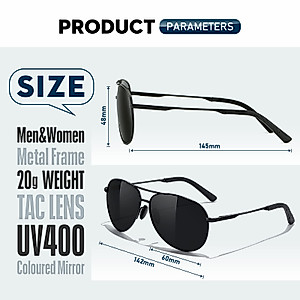 phikttu Polarized Aviator Sunglasses for Women- UV400 Protection Lens and Lightweight Metal Frame