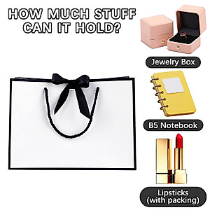 JMANNI Gift Bags, Medium Gift Bags with Tissue Paper, 2Pcs Gift Bags Medium Size with Handle and Bow Ribbon for Any Birthday, Weddings, Mothers Day & Special Occasion 11''x7.87''x4'' (Black-White)