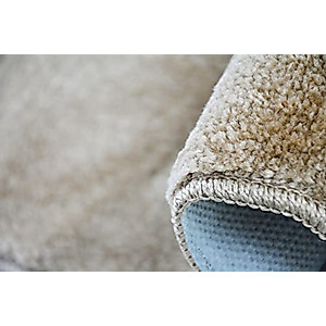 Euro Collection Solid Color Area Rug Rugs Slip Skid Resistant Rubber Backing Machine Washable More Color Options (Beige, 3'3" x 4'11")