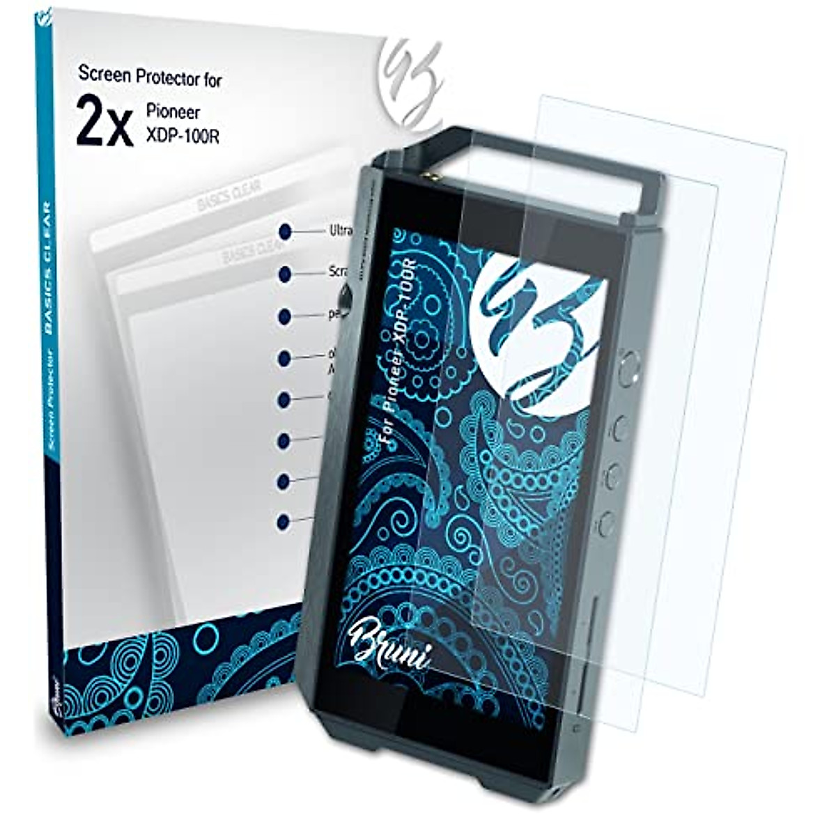 Bruni Screen Protector Compatible with Pioneer XDP-100R Protector Film, Crystal Clear Protective Film (2X)