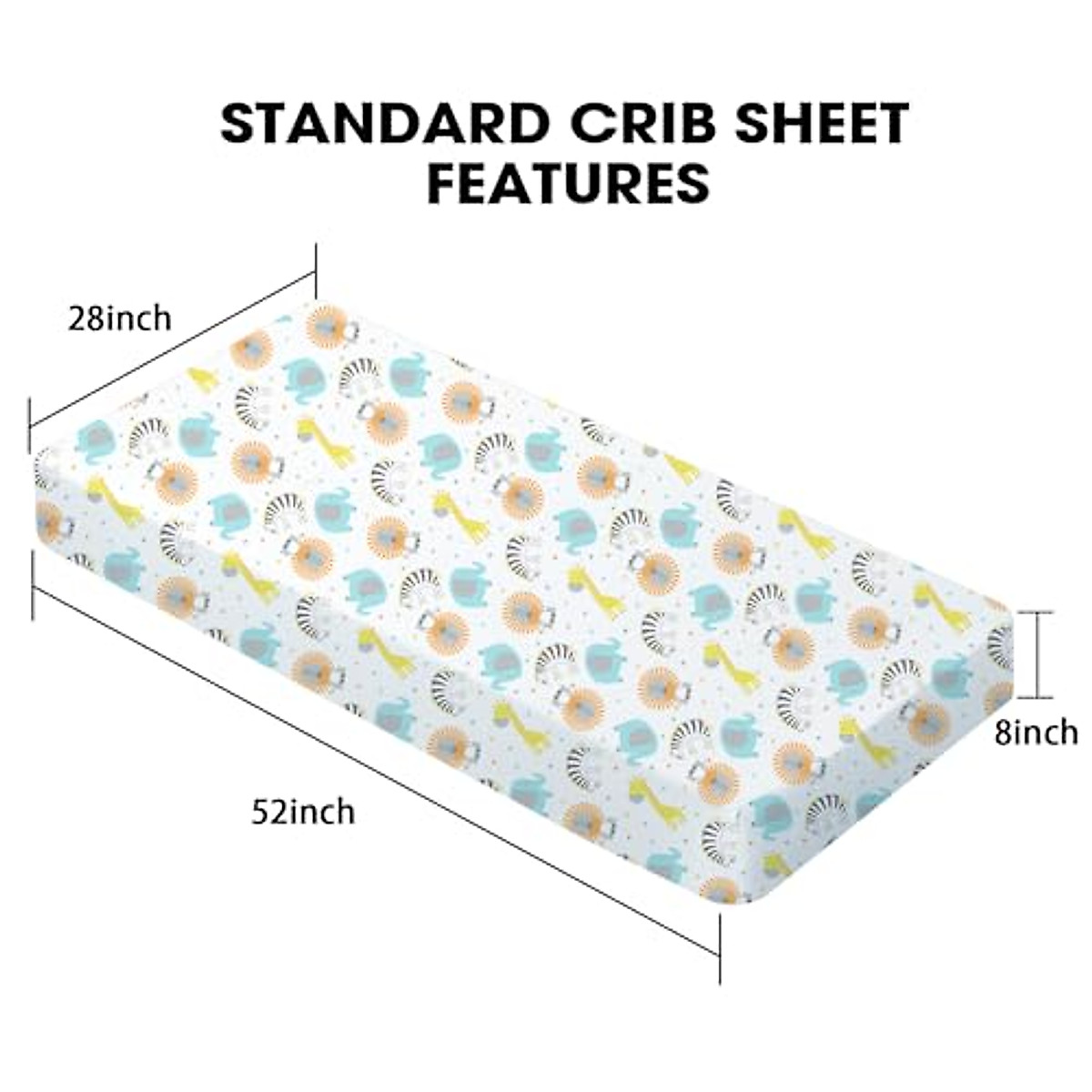 Little Grape Land Crib Sheets for Girls and Boys, 2pk Baby Crib Fitted Sheet for Standard Size Crib and Toddler Mattress, Super Soft Baby Sheet (Safari)