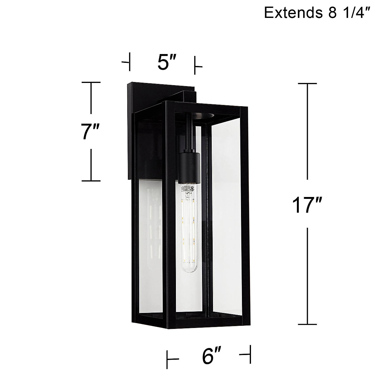 John Timberland Titan Modern Industrial Outdoor Wall Light Fixture Mystic Black Metal 17" Clear Glass Damp Rated for Exterior House Porch Patio Outside Deck Garage Yard Front Door Garden Home