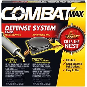 Combat Max Defense System Brand, Small Roach Killing Bait and Gel, 12 Count