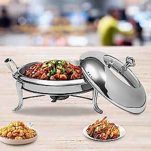 2.64Qt Chafing Dish Buffet, Stainless Steel Round Chafers, Food Warmer, Chafer Buffet Catering Warmer, Durable Buffet Warmer Tray for Hotels, Family Gatherings, Banquets, Outdoor, Etc (Silver)