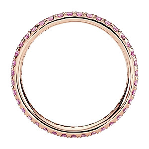 Jewelrygift Created-Pink Sapphire Gtone Band Ring Rose Gold Plated Beautiful Design Luxury gift perfect wedding or for Men and women US Ring Size: 6