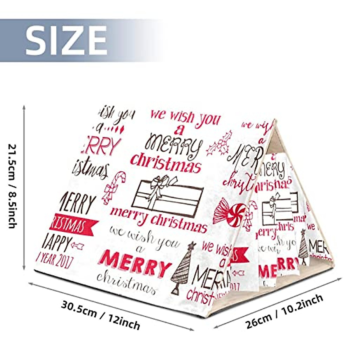 enheng Small Pet Hideout Cute Hand Drawn Christmas Labels Hamster House Guinea Pig Playhouse for Dwarf Rabbits Hedgehogs Chinchillas