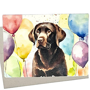 Whitman and Daughter Chocolate Lab Birthday Card (1 Premium Card, 5X7 Inch) dog note card blank for every occasion like baby shower, kids birthday, graduation - 785