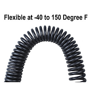 YOTOO Polyurethane Recoil Air Hose 3/8" Inner Diameter by 50' Long with Bend Restrictor, Repairable 1/4" Industrial Quick Coupler and Plug, Gray