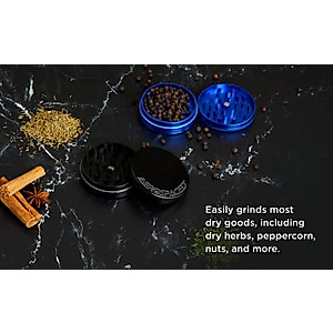 Aerospaced 2-Piece Grinder 6061 Aircraft-Grade Aluminum, 30 Razor-Sharp Diamond Teeth, Scratch-Resistant Anodized Finish, Secure Magnetic Lid, Airtight Seal - Enhance Your Cooking
