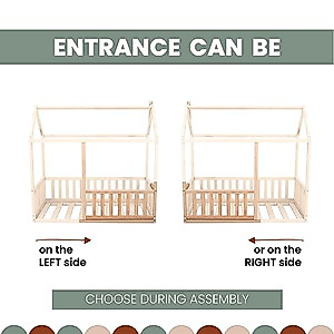 Floor bed for toddler, Montessori house bed, FULL size house bed frame, huse shaped bed frame, toddler floor bed