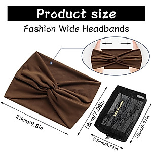 S&N Remille Wide Boho Headband for Women Extra Large Turban Elastic Non-Slip Headbands Hairband Accessories for Yoga, Sports 6 Pack