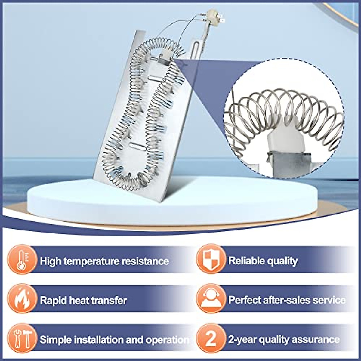 W10864898 Dryer Heating Element Compatible with whirlpool, Kenmore Elite, may-tag, Replaces AP6026295 W10832958-3 Years Warranty- Figure 6 Can See More Models