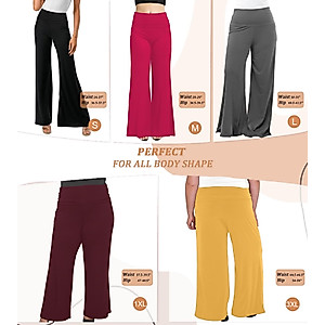 Hybrid & Company Women Palazzo Pants w/Fold Over Waist Band KPZ26932 M Black