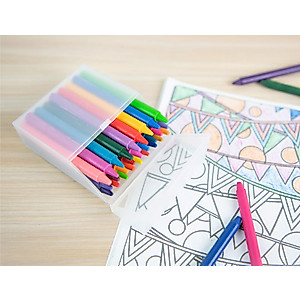 It's Academic Crayon Box with Hinged Lid and Snap Closure, Clear, Purple, and Green Plastic, 16-Pack (Colors May Vary)