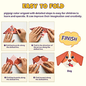 pigipigi Craft Origami Paper for Kids - 208 Sheets Vivid Colorful Folding Papers Art Projects Kit for 5 6 7 8 9 10 11 12 Years Old Girl Boy Teen Birthday Gift Preschool Educational Toy