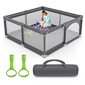 Baby Playpen, Playpen for Babies and Toddlers Thickened Sponges Ensure Safety, Indoor & Outdoor Baby Play Yards with Breathable Mesh Anti-Fall Playpen & Anti-Slip Base
