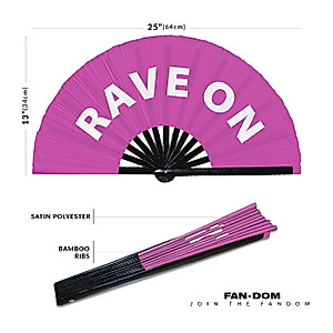 Rave on Hand Fan Party Accessories Folding Fan Bamboo Rave Event Festivals Handheld Fan for Women and Men (Pink)