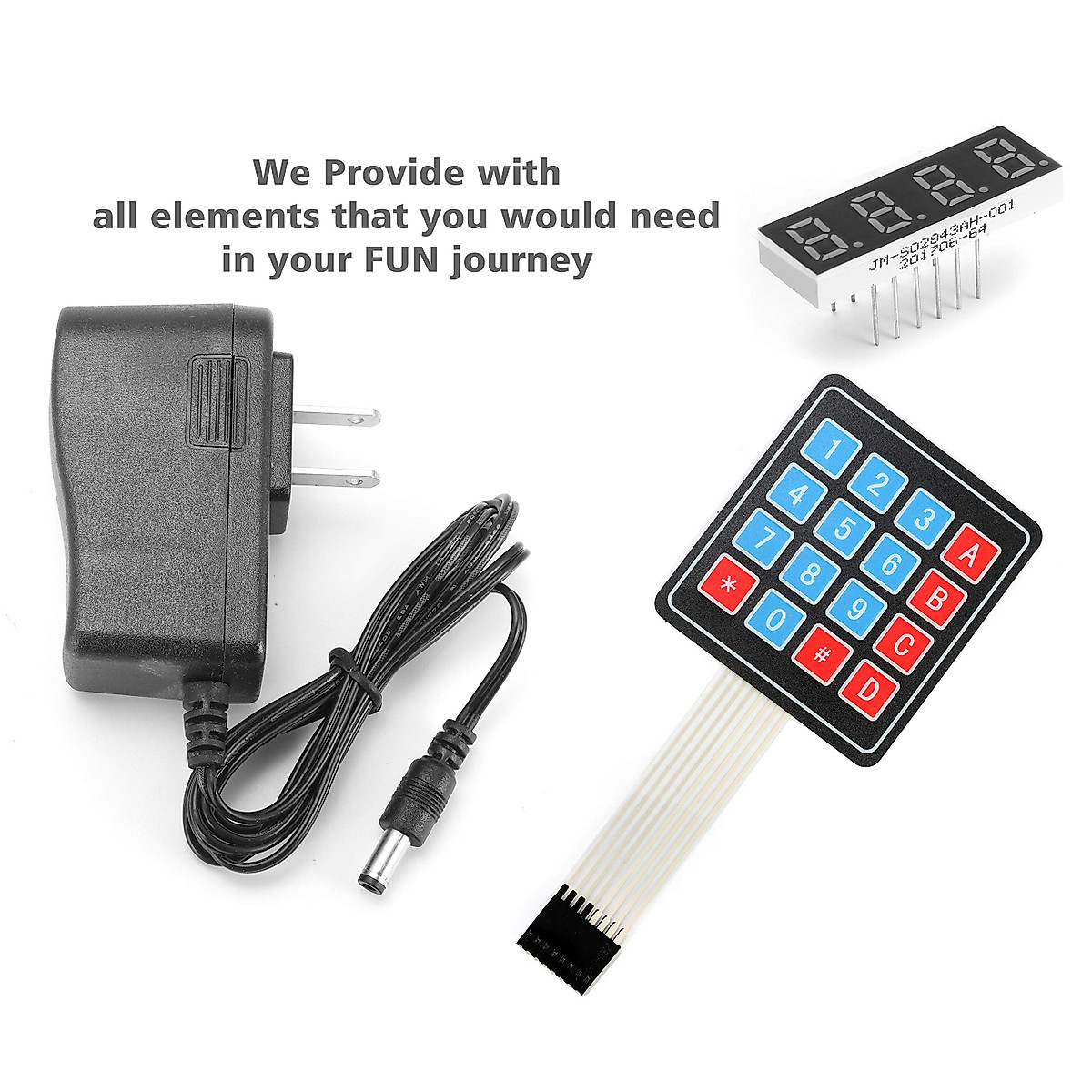 DEYUE 398 Electronic Starter Fun Kit Bundle | Basic Electronics Components Starter Kit | for Arduino, Raspberry Pi, STM32 | Power Supply Module, Power Adaptor, Jumper Wire