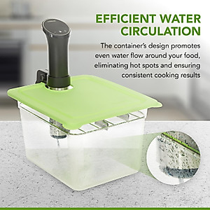 Sous Vide Container 12 Qt Compatible with Anova All Models,Breville Joule, Instant Pot Sous Vide Cooker, Includes Universal Silicone Lid - Removable Rack with 5 Stainless Steel Clips-Insulation Sleeve