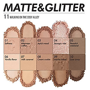 CLIO Pro Eye Shadow Palette, Matte, Shimmer, Glitter, Pearls, Highly Pigments, Long-Wearing (011 WALKING ON THE COSY ALLEY)