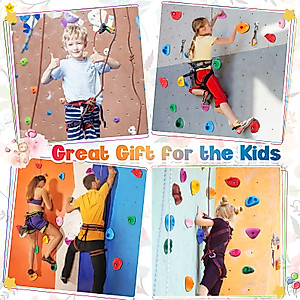 Liliful 64 Pcs Rock Climbing Hold Set Kids Rock Wall Climbing Kit Adult Mix Colored Grip with Mounting Hardware Wrenches for Outdoor Indoor Playground Backyard Back to schooll Gift
