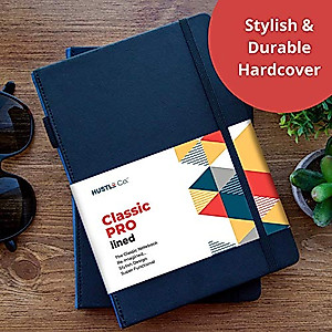 Thick Hardcover Journal Notebook - Ruled/Lined A5 (5x8 inch), Deluxe 120gsm Paper, Lays Flat for Writing, Professional Notebooks for Work, Business, Office, Executive - Men & Women - Black