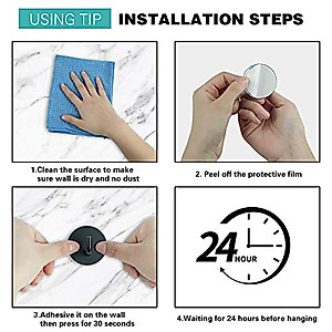 Adhesive Hooks, Sticky Hook Made of 304 Stainless Steel, Super Sticky Nail-Free Wall Hooks for Hanging Coats and Towels, 5 Packs, LIISKY(Black)