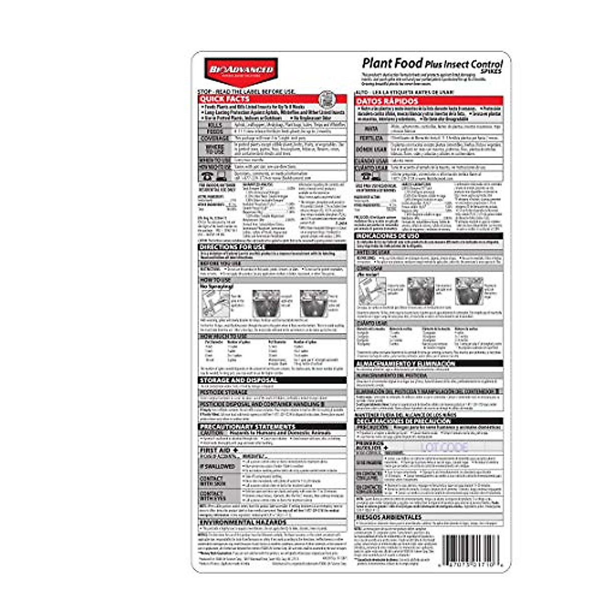 BioAdvanced Plant Food Insect Control Spikes, 10 Spikes