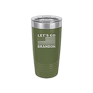 Rogue River Tactical Funny Let's Go Brandon 20 Ounce Large Stainless Steel Travel Tumbler Mug Cup Great Gag Gift (Green)