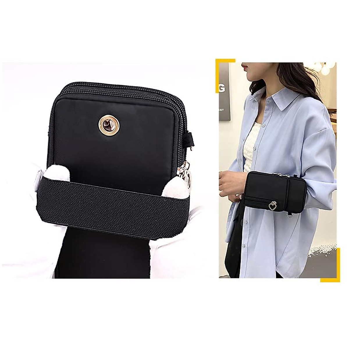 Women Roomy Crossbody Bag Cellphone Shoulder Pouch Purse For iPhone 13 Pro Max Samsung Galaxy S22 Ultra S22+ S21 Ultra S20 Ultra Note20 Ultra A52s A12 A71 A20S A51 A03s Moto G Power 2021 (Black)