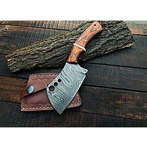 Hand Forged Damascus Steel Meat Cleaver Knife | Heavy Duty Vegetable Cleaver | Hand Forged full tang Professional Kitchen Cleaver