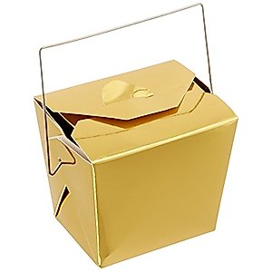 Darice 1143-12 Darice, 5 Piece, 8 Ounce, Chinese Take-Out Small Noodle Boxes, Gold,,