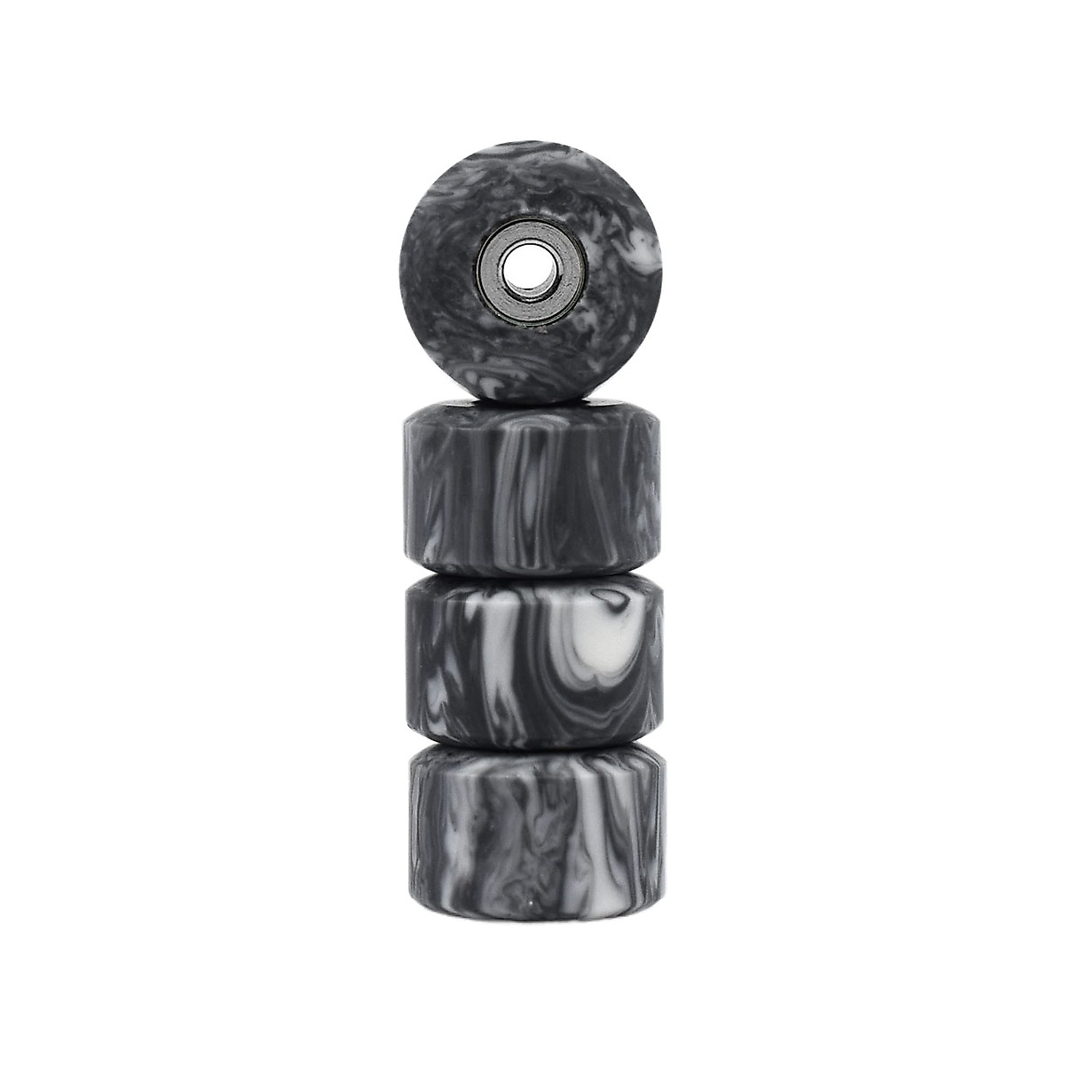 Teak Tuning Apex 61D Urethane Fingerboard Wheels - New Street Shape, 7.7mm Diameter - Ultra Spin Bearings - Made in The USA - Grey & White Swirl Colorway